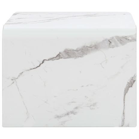 vidaXL Klubska mizica bel marmor 50x50x45 cm kaljeno steklo