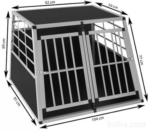Transportni boks za psa Alu dvojni box - 104cm + pregrada