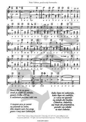 Note za diatonično, klavirsko harmoniko, klavir