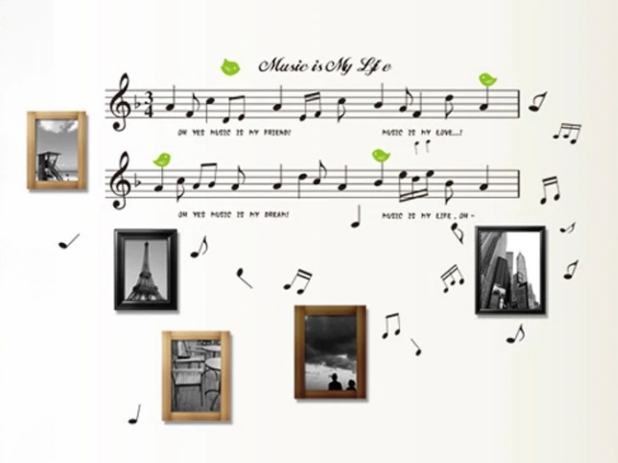 Stenska nalepka glasbene note - NOVO!