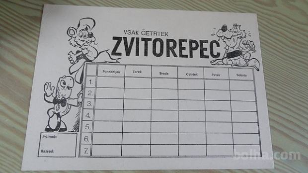 ZVITOREPEC- ŠOLSKI URNIK