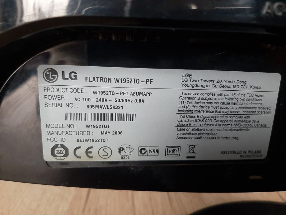 LG MONITOR 19-inčni LG W1952TQ-PF