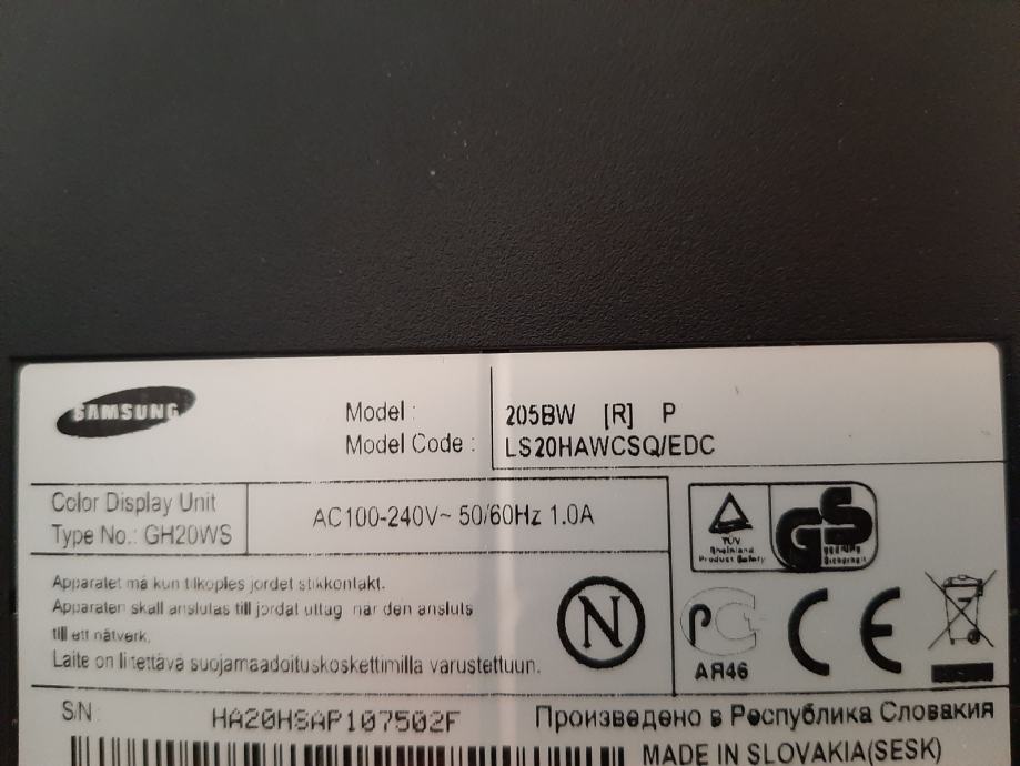 PRODANO//monitor SAMSUNG SyncMaster 205BW