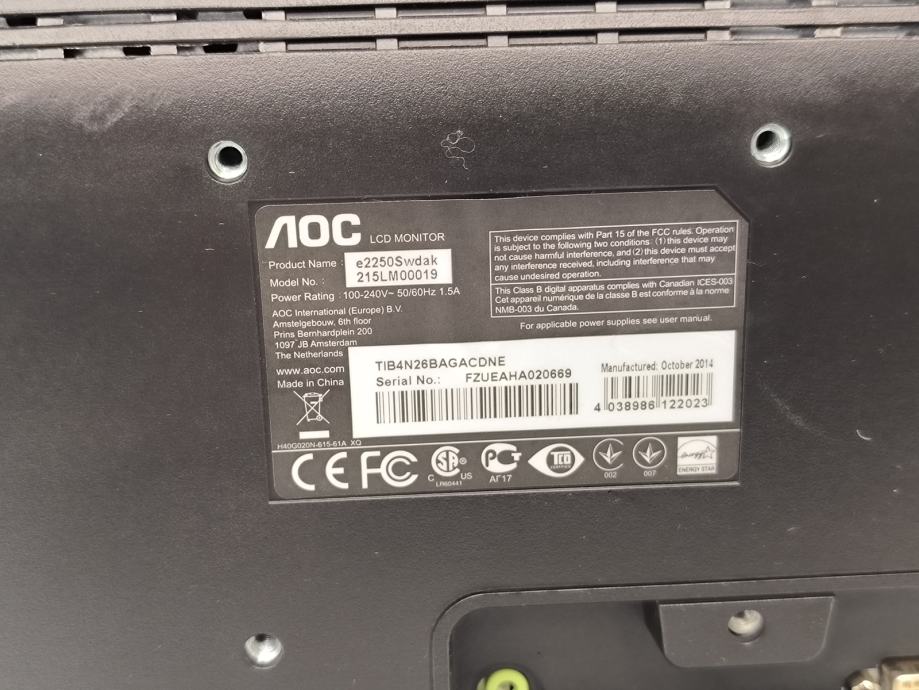 AOC LED LCD monitor e2250s, FullHD