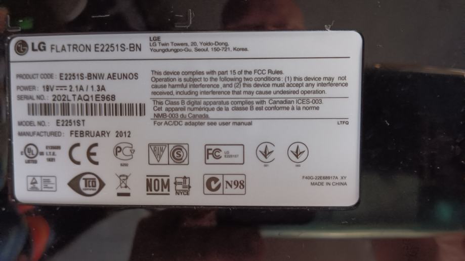 LG E2251S-BN 22 LCD LED monitor