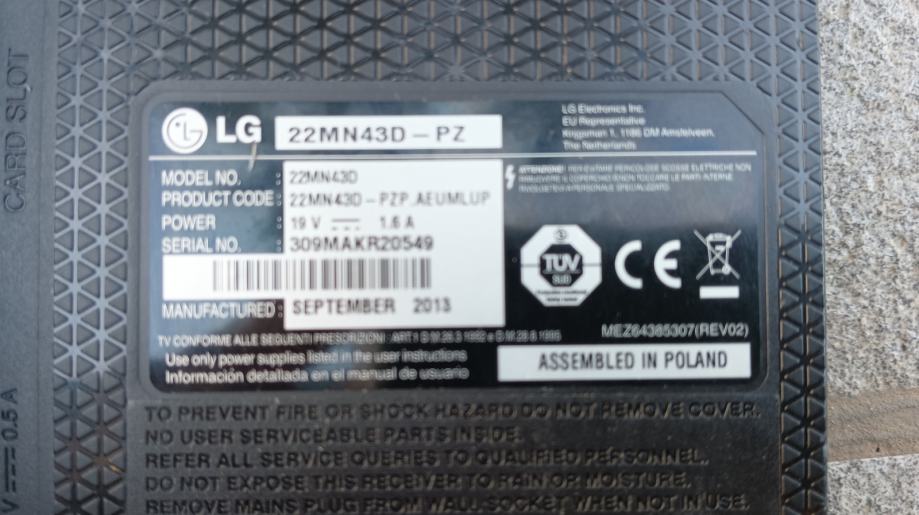 LG TV monitor LED LCD 21,5 22MN43D (22MN43D-PZ)