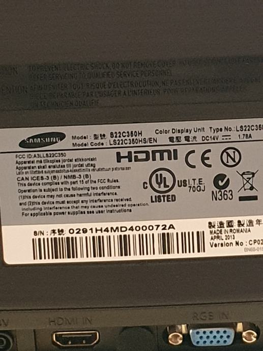 MONITOR SAMSUNG 22 S22C350, brezhiben