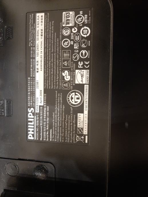 PHILIPS MONITOR 22 INČNI,MODEL MWB1225I,60 HZ