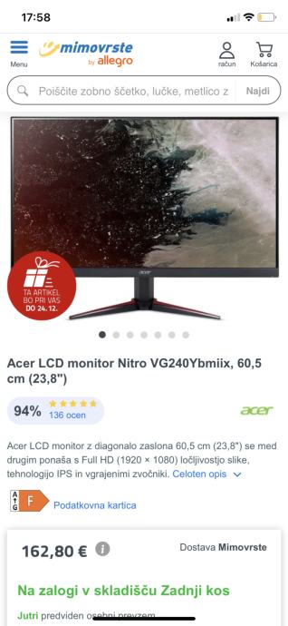 nov gaming monitor ACER Nitro VG240