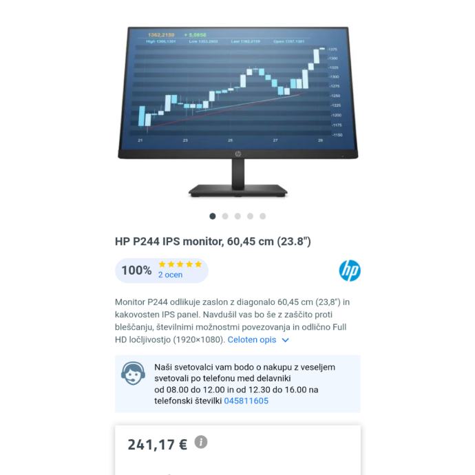 NOVO - HP P244 IPS monitor - ( 24 inčev - Full-HD ) - HP Pro. serija