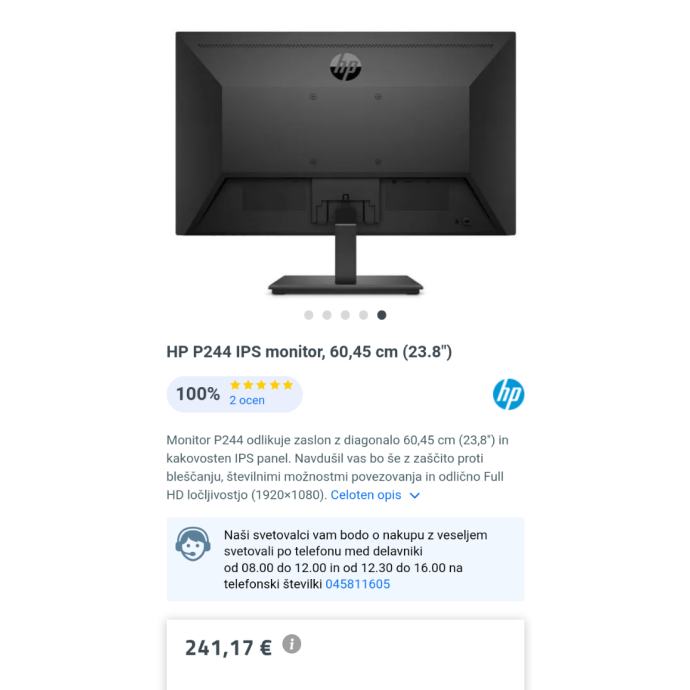 NOVO - HP P244 IPS monitor - ( 24 inčev - Full-HD ) - HP Pro. serija
