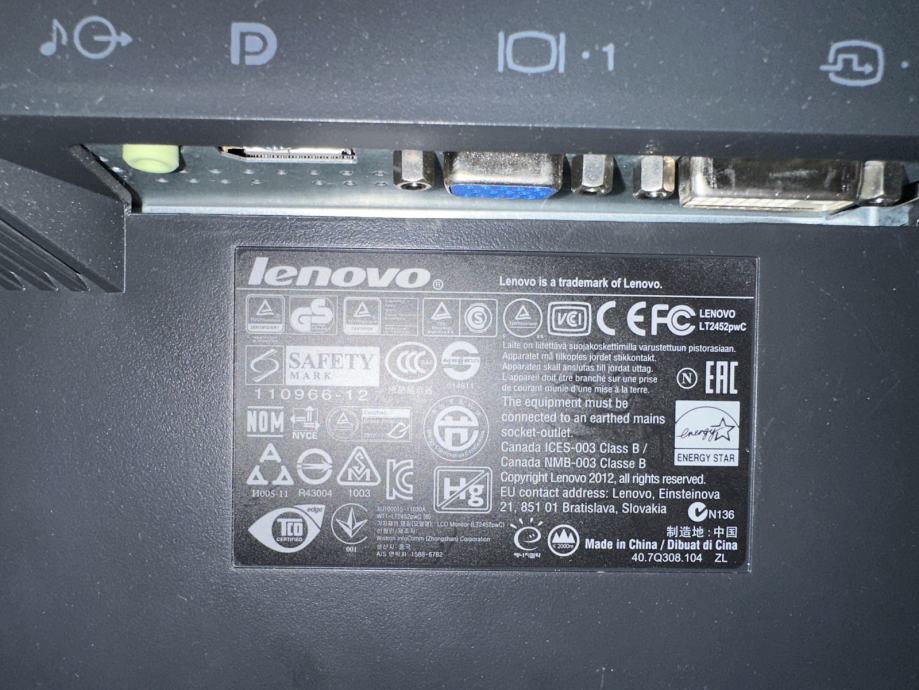 Monitor Lenovo ThinkVision 24 inch LT2452pwc / FULL HD (1900x1200)