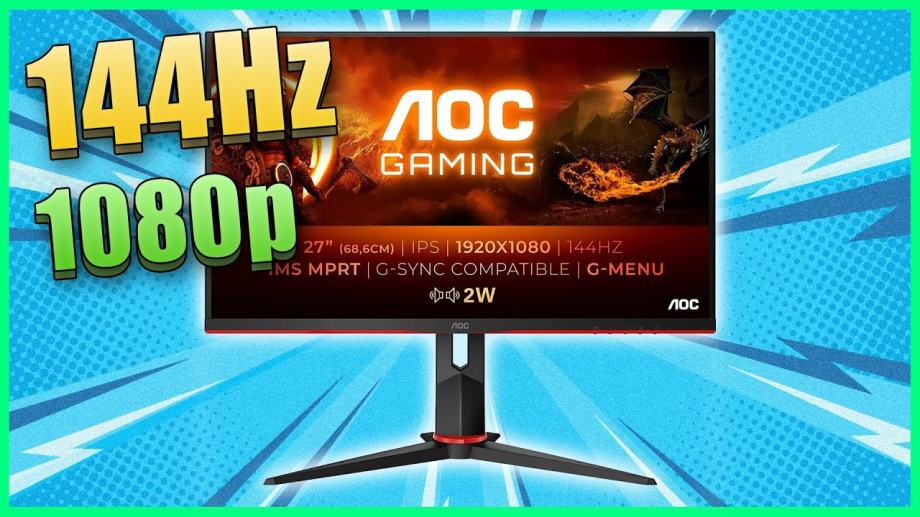 AOC 27G2U/BK monitor, 27, 144hz, 1ms, FreeSync, zvočniki, IPS,