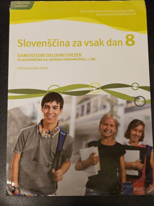 Delovni zvezek Slovenščina za vsak dan 8, 1. in 2. del