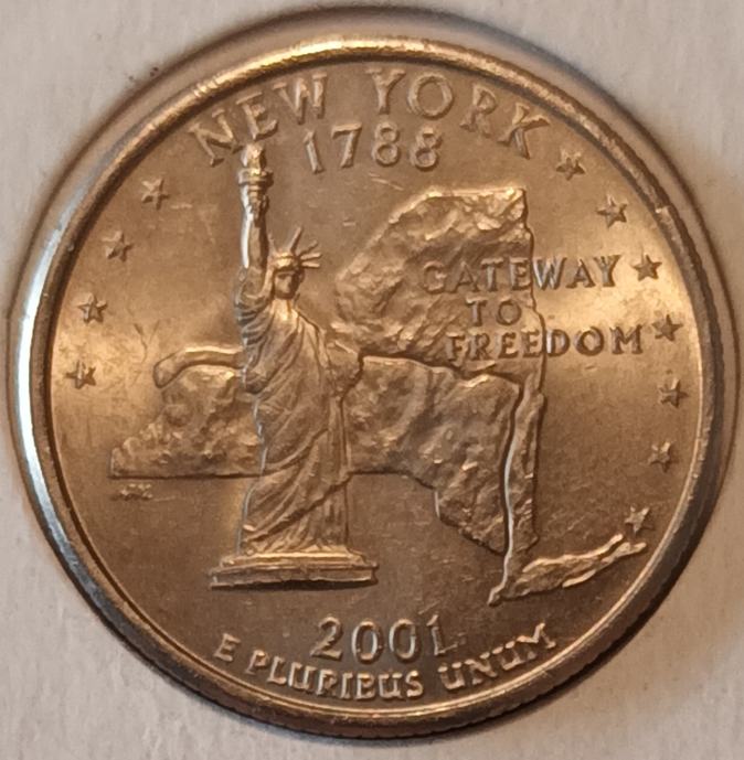 USA QUARTER DOLLAR NEW YORK 2001 P