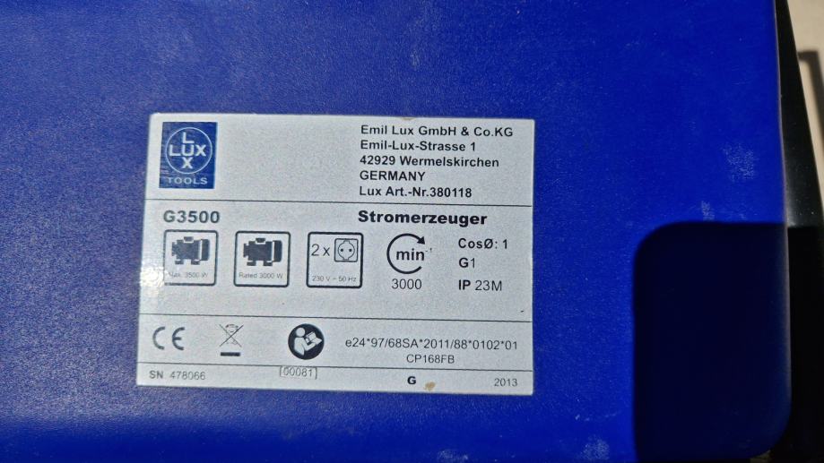 Agregat LUX G3500 - 3,5kW / 3kW