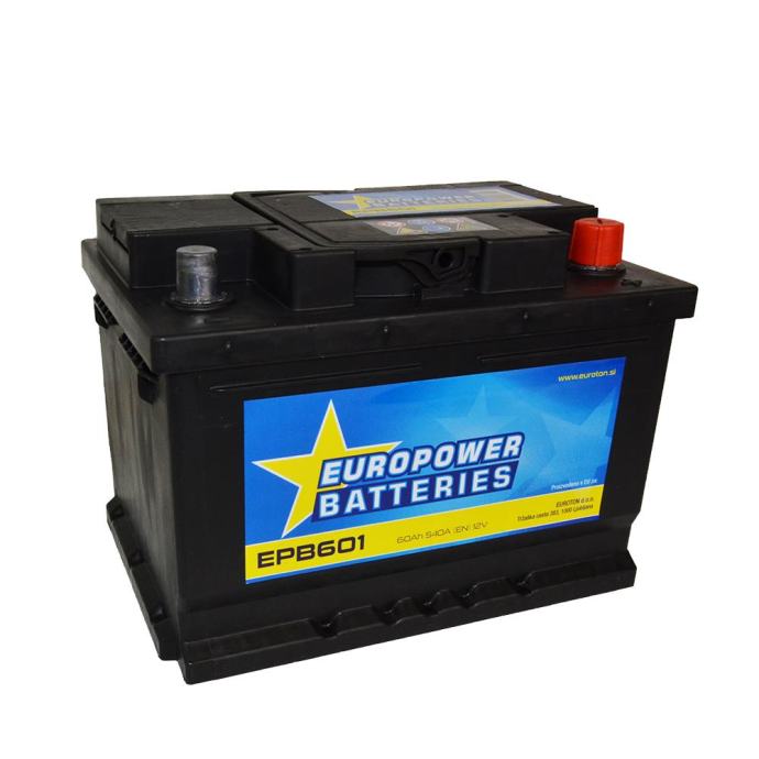 AKUMULATOR EURO POWER BATTERIES AH60 D+ 540A 60AH z garancijo