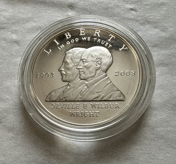 SREBRNIK USA ZDA WRIGHT BROTHERS 2003 SILVER DOLLAR (otaku)