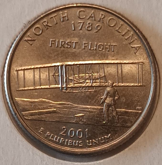 USA QUARTER DOLLAR NORTH CAROLINA 2001 P