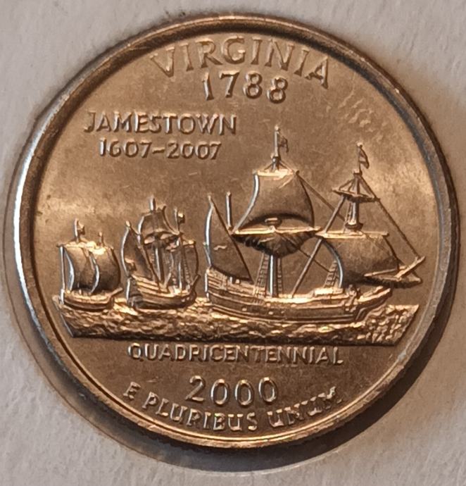 USA QUARTER DOLLAR VIRGINIA 2000 D
