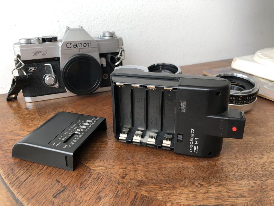 Canon FT QL (FD mount), Metz flash, 2x teleconverter