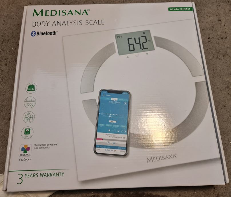 Medisana BS 444 connect analitska osebna BLUETOOTH tehtnica do 180 kg