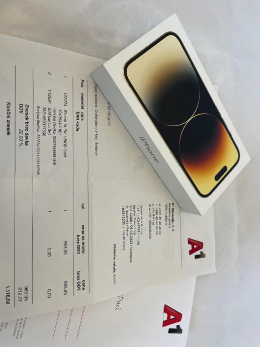 iPhone 14 PRO 128 gb Gold - NOV ZAPAKIRAN!