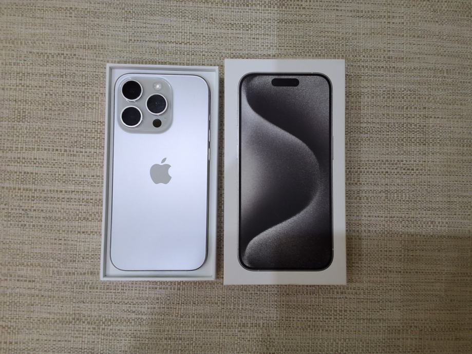 Iphone 15 pro, titanium white, 256 GB