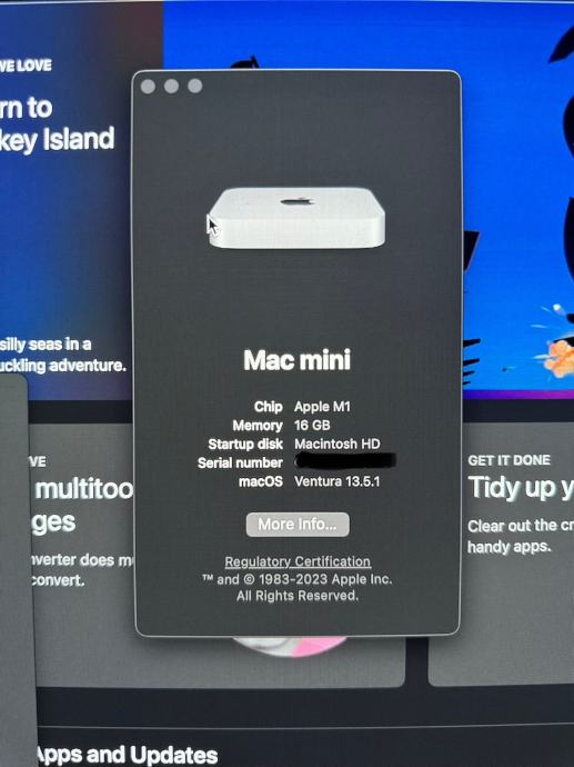 Mac mini M1 16GB RAM 512 SSD