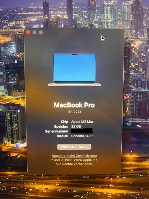 Apple Mac Book Pro 2023 16 M2 MAX 32GB 1TB TOP