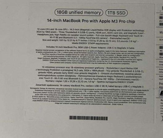 Apple MacBook M3 Pro 14 M2 2023 (1TB SSD, M3 PRO, 18 GB)