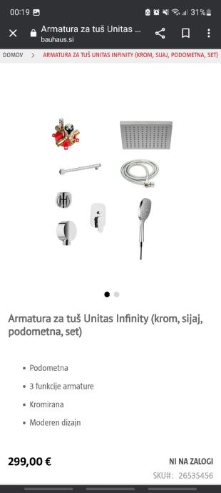 Armatura za tuš Unitas Infinity Duo