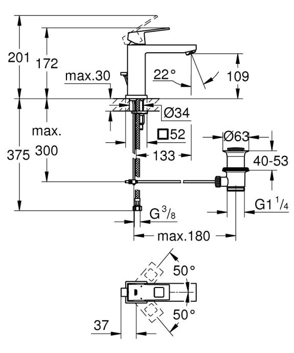 GROHE ENOROČNA ARMATURA ZA UMIVALNIK EUROCUBE (23445000) - OUTLET