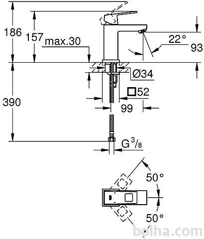GROHE Eurocube 2313200E kopalniška armatura enoročna za umivalnik