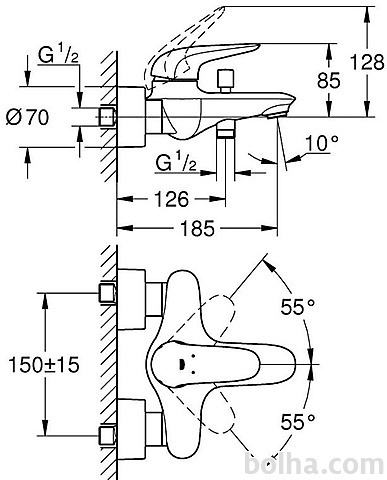 GROHE Eurostyle 23726003 enoročna kopalniška armatura za kopalno kad