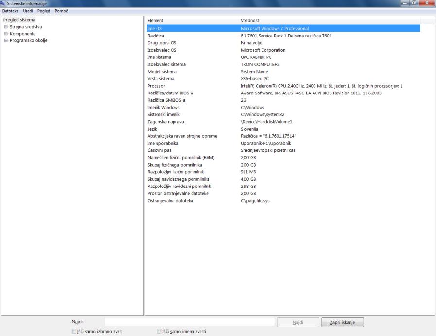 PC ASUS Terminator P4 533A WIN7