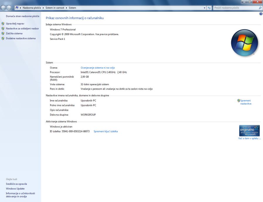 PC ASUS Terminator P4 533A WIN7