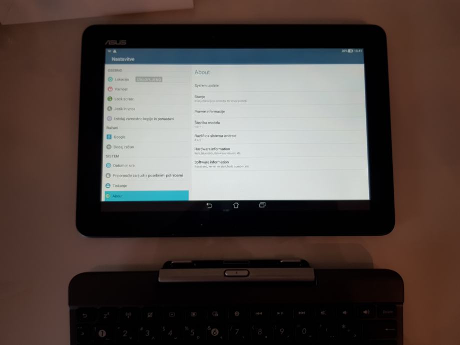 Asus k010 android transformer tablica z tipkovnico