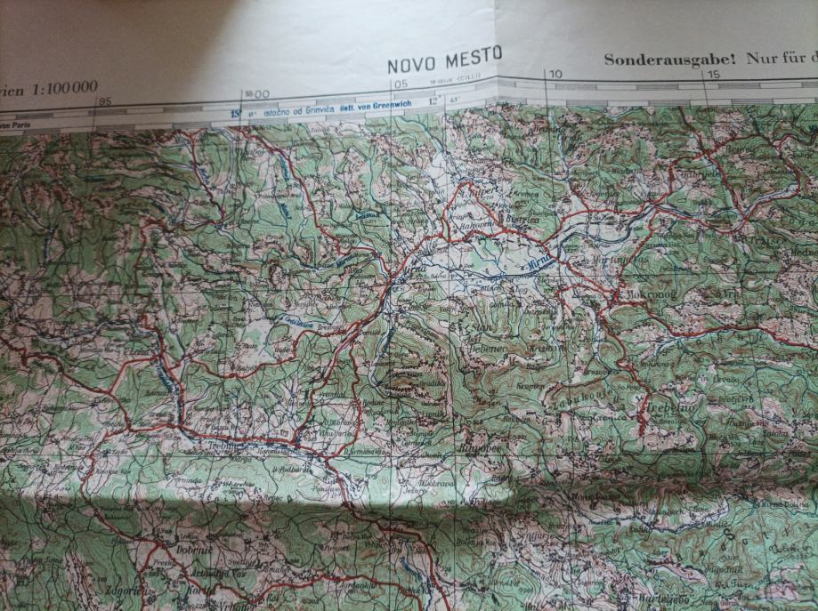 ZEMLJEVID - N. MESTO, ČRNOMELJ, SEMIČ, KOČEVJE,TREBNJE,ŽUŽEMBERK, 1931