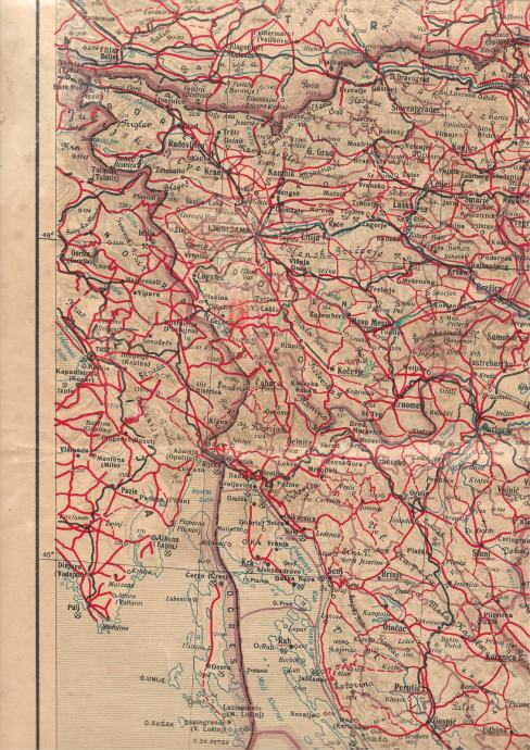 ZEMLJEVID - PREGLEDNA KARTA KRALJEVINE JUGOSLAVIJE, 1930