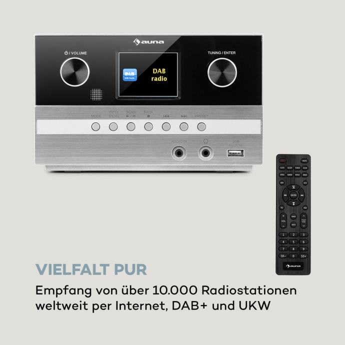 Auna Connect System S stereo sistem + zvočnik, Srebrna