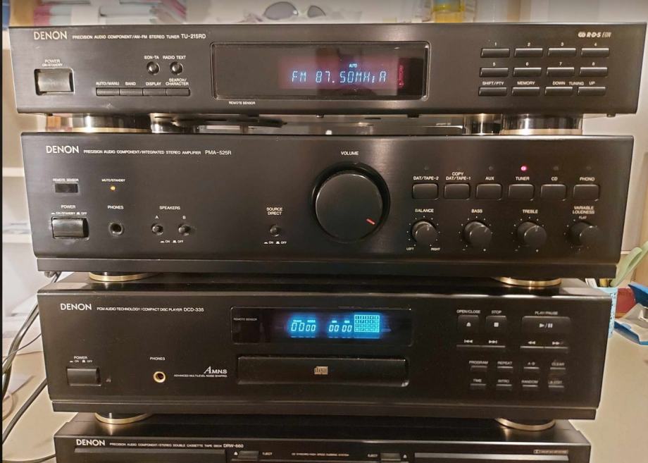 DENON HI-FI KOMPLET, GRAMOFON, ZVOČNIKI, odlično ohranjeno