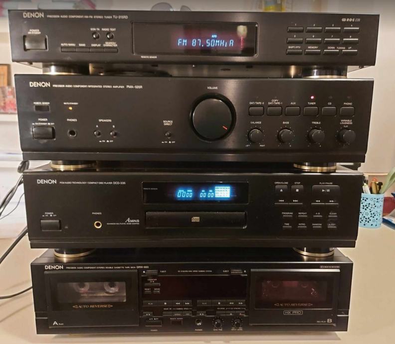 DENON HI-FI KOMPLET, GRAMOFON, ZVOČNIKI, odlično ohranjeno
