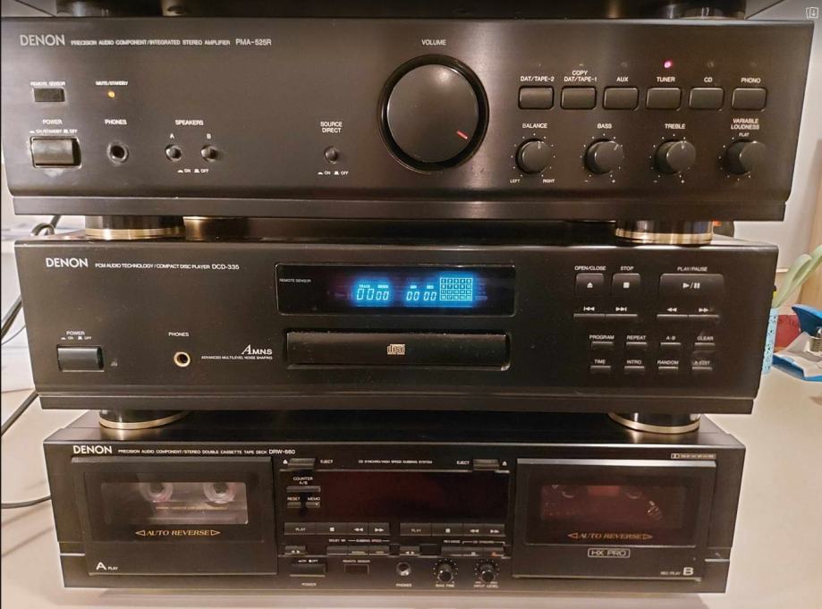 DENON HI-FI KOMPLET, GRAMOFON, ZVOČNIKI, odlično ohranjeno