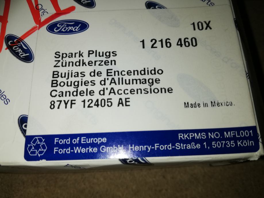 Vžigalne svečke ford 1675224 kataloška št