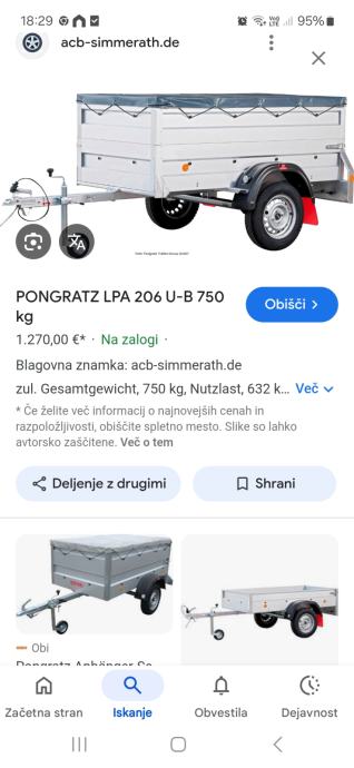 AVTOMOBILSKA PRIKOLICA PONGRATZ LPA 206 U - POVIŠANE STRANICE