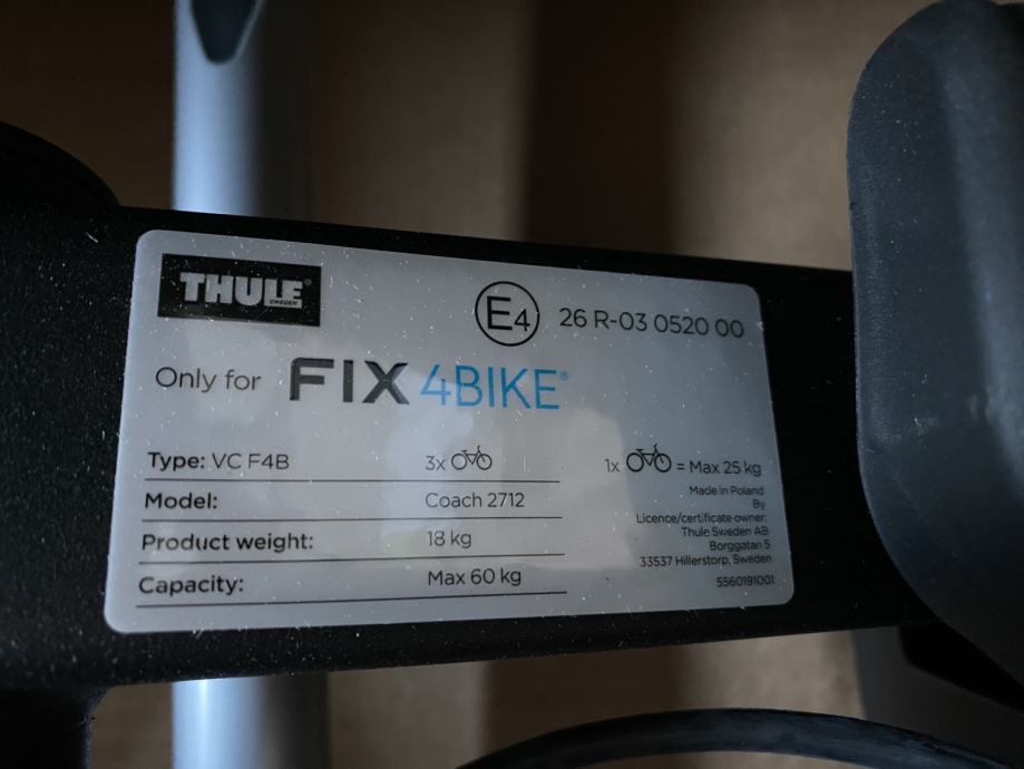 Thule VC F4B nosilec za 3 kolesa za vlečno kljuko