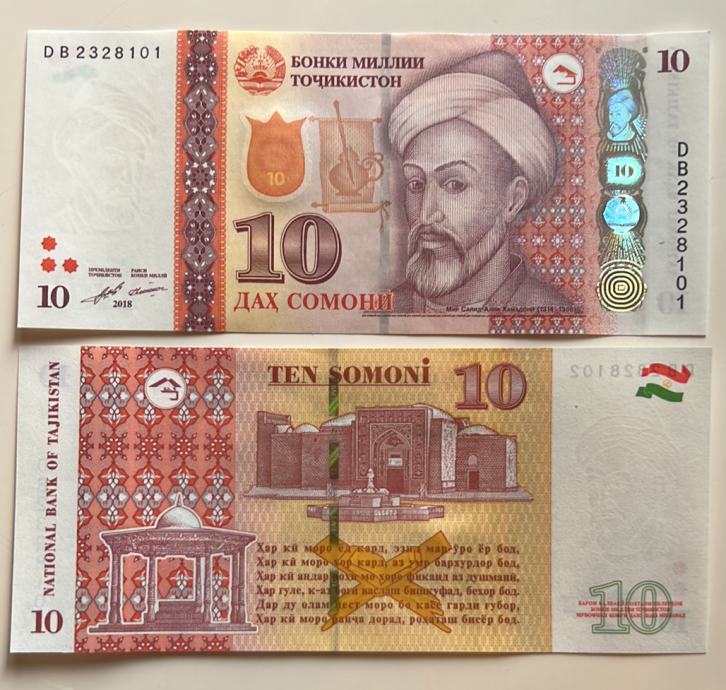 TADŽIKISTAN / Tajikistan 10 somoni 2018 UNC