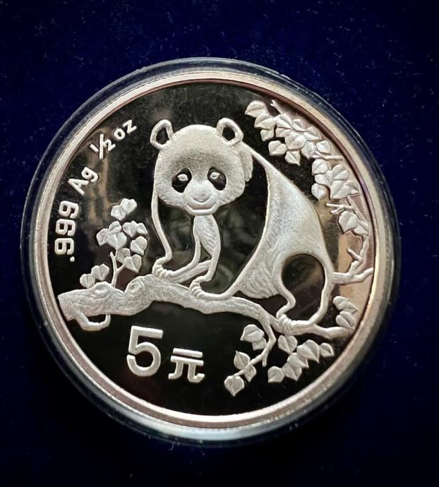 SREBRNIK 1/2 unčni KITAJSKA PANDA 5 yuan 1993 (otaku)