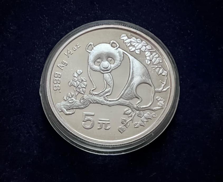 SREBRNIK 1/2 unčni KITAJSKA PANDA 5 yuan 1993 (otaku)